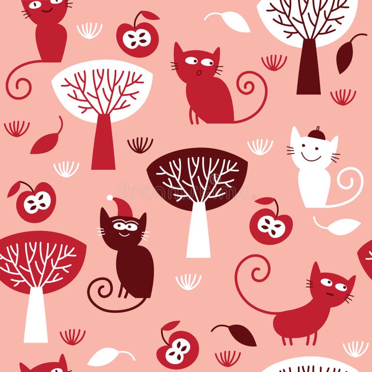 Seamless pattern with cats stock vector. Illustration of repetition ...