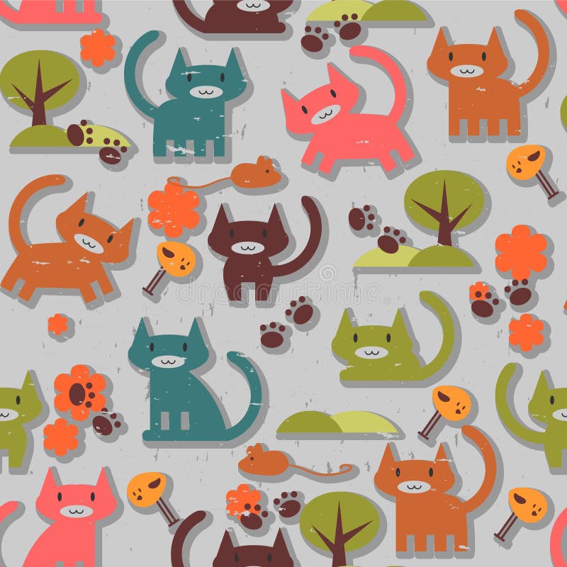 Seamless pattern with cats stock vector. Illustration of kitten - 27306705