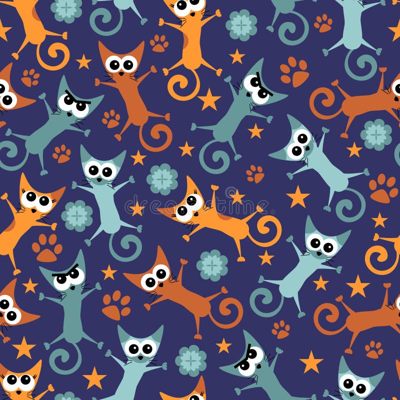 Seamless pattern with cats stock vector. Illustration of sweet - 28548851