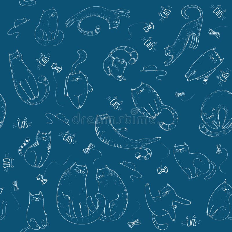 Seamless pattern with cats stock vector. Illustration of exotic - 62452101