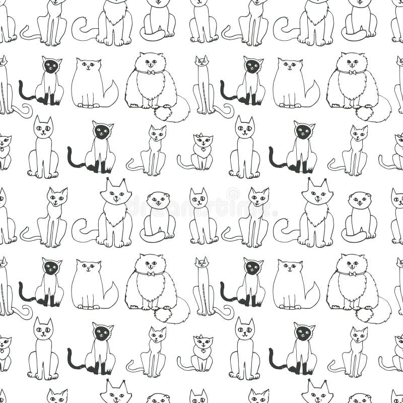 Seamless pattern with cats stock vector. Illustration of kitten - 46343005