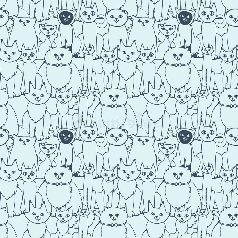 Seamless pattern with cats stock vector. Illustration of beautiful ...