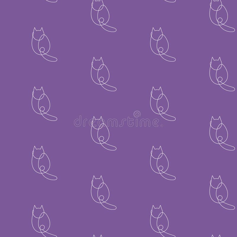 Seamless Pattern with Cats in the Style of Line Art Stock Vector ...