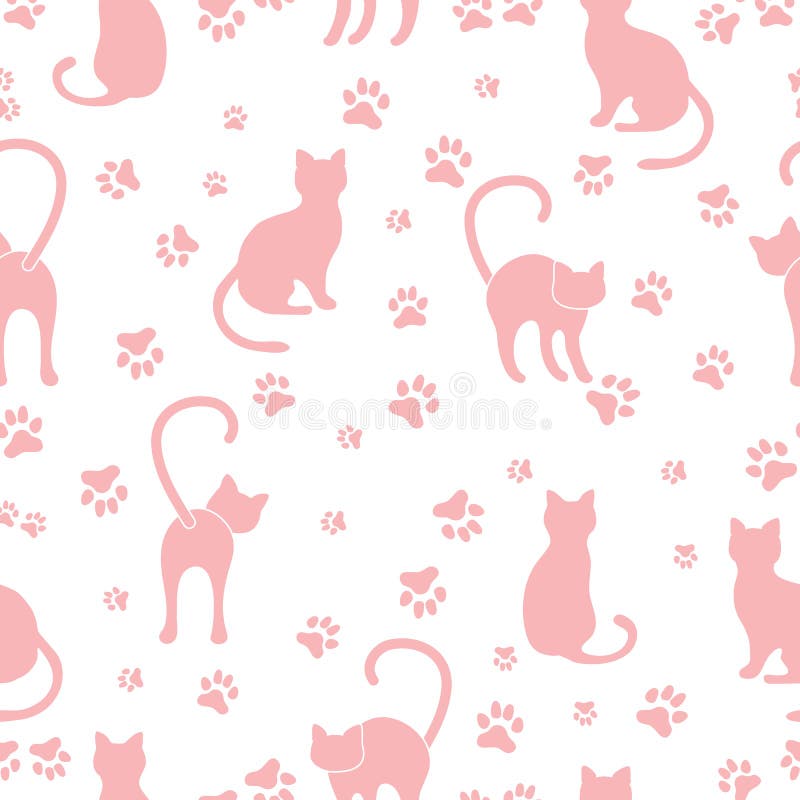 Seamless Pattern with Cats and Traces. Stock Vector - Illustration of ...