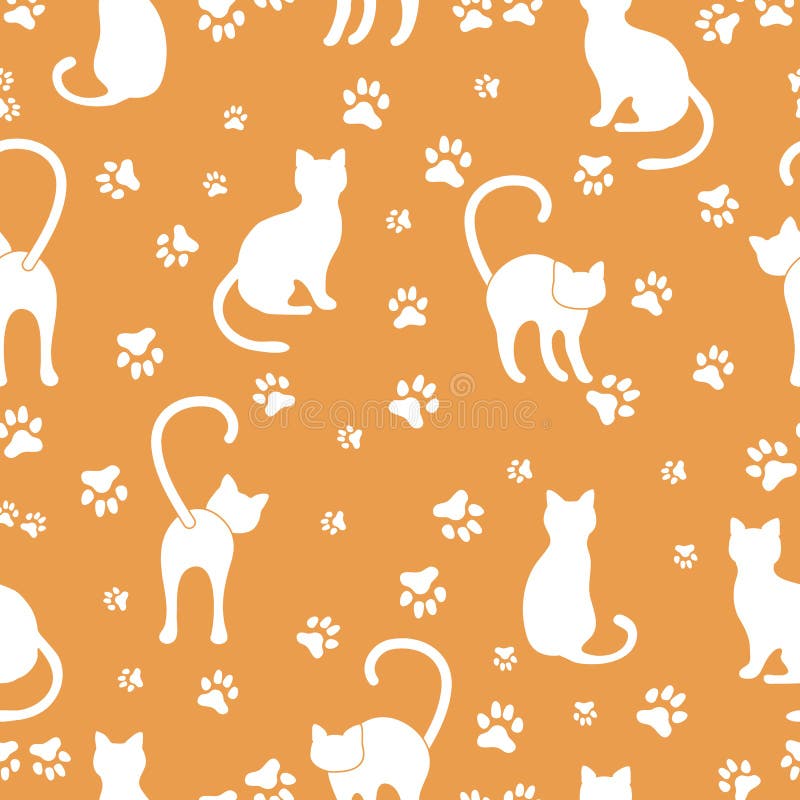 Seamless Pattern with Cats and Traces. Stock Vector - Illustration of ...