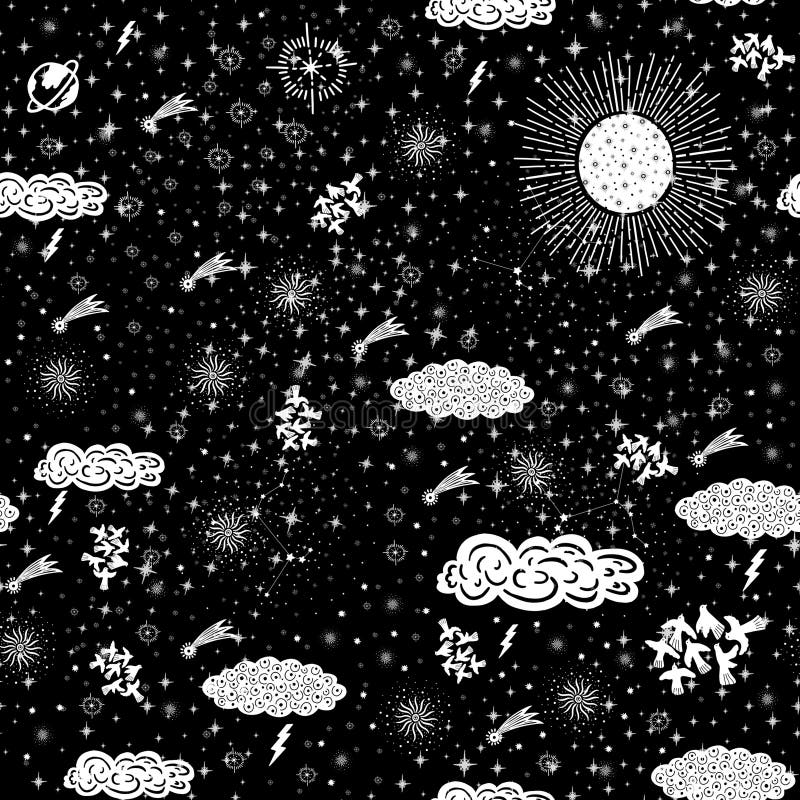 Seamless Pattern Celestial Abstract Symbol Space.Astrology Background ...