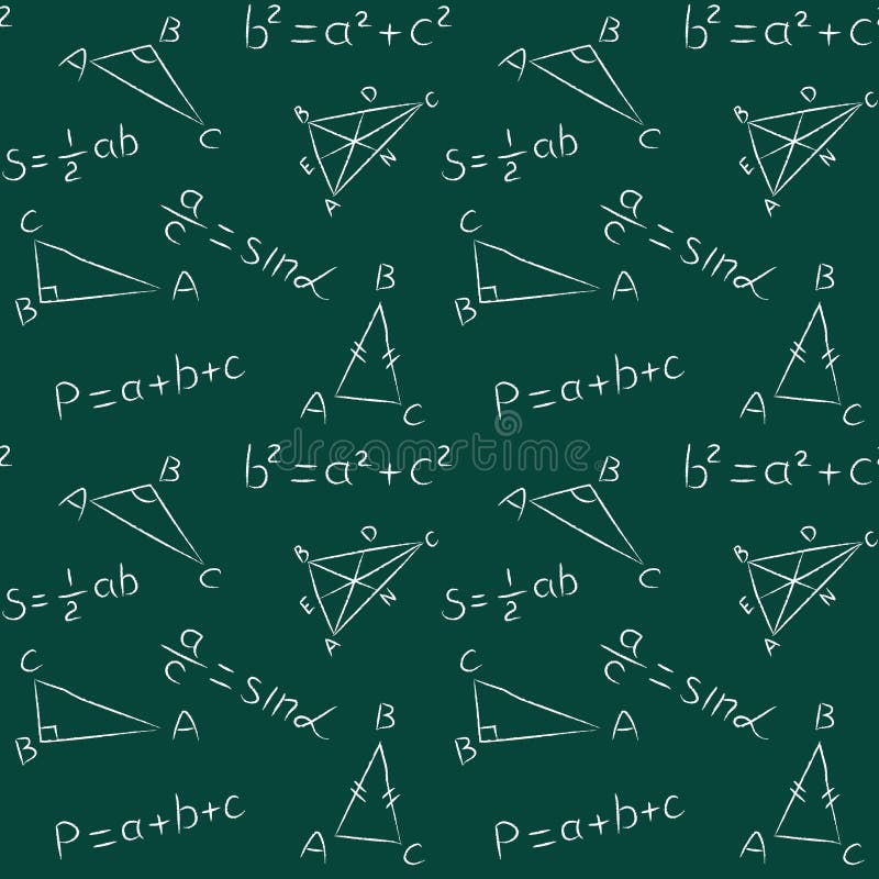 Seamless Pattern of Chalk Geometric Triangle and Theory Formula Stock ...