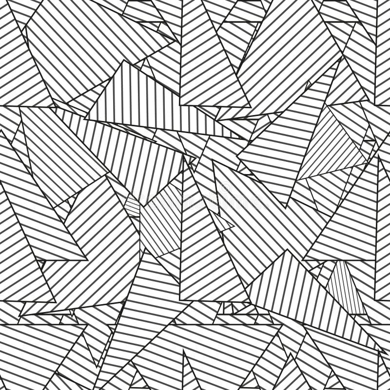 Seamless Pattern with Chaotic Black and White Fields. Random Stripped ...
