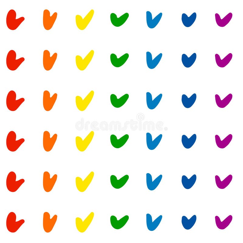 Seamless Pattern of Check Marks Arrows of Rainbow Colors. Grunge ...