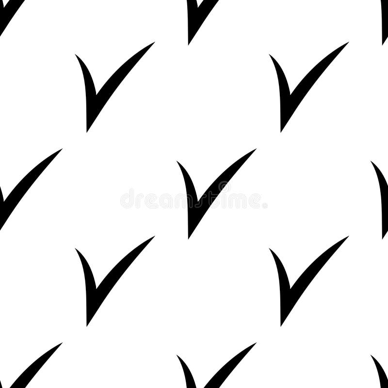 Seamless Pattern with Check Marks. Black Color. Vector Illustration ...