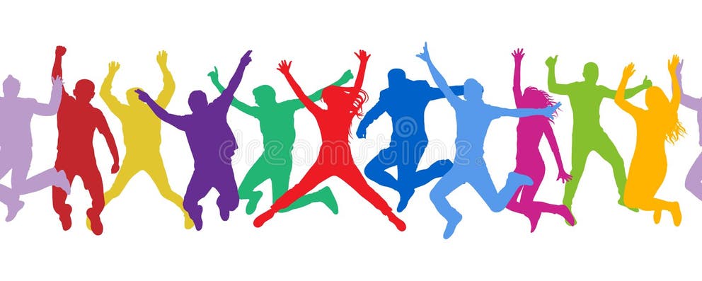 Seamless Pattern. Cheerful Crowd Jumping People Stock Vector ...