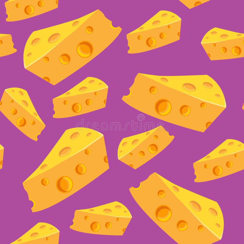 Seamless Pattern with Cheese on Purple Background Stock Vector ...