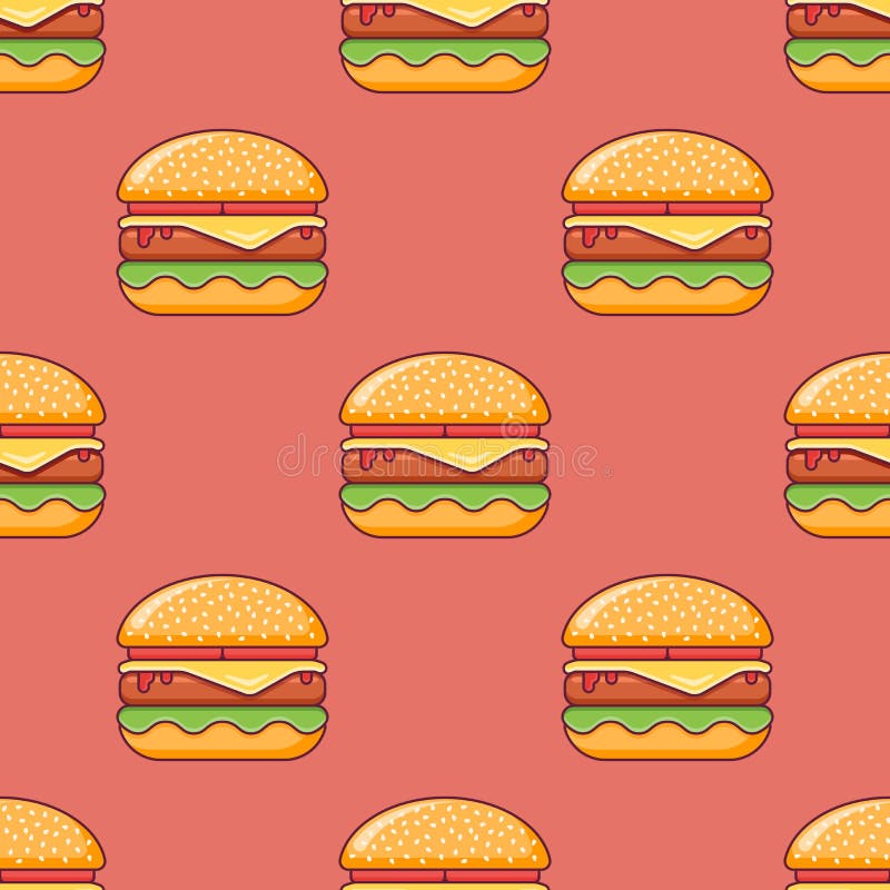 Seamless Pattern with Cheeseburger. Vector Texture. Stock Vector ...