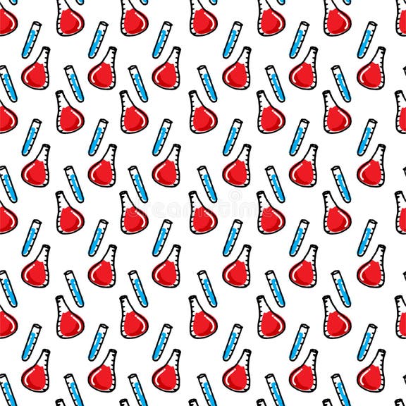 Seamless Pattern with Chemical Tools, Beaker, Science, Research ...