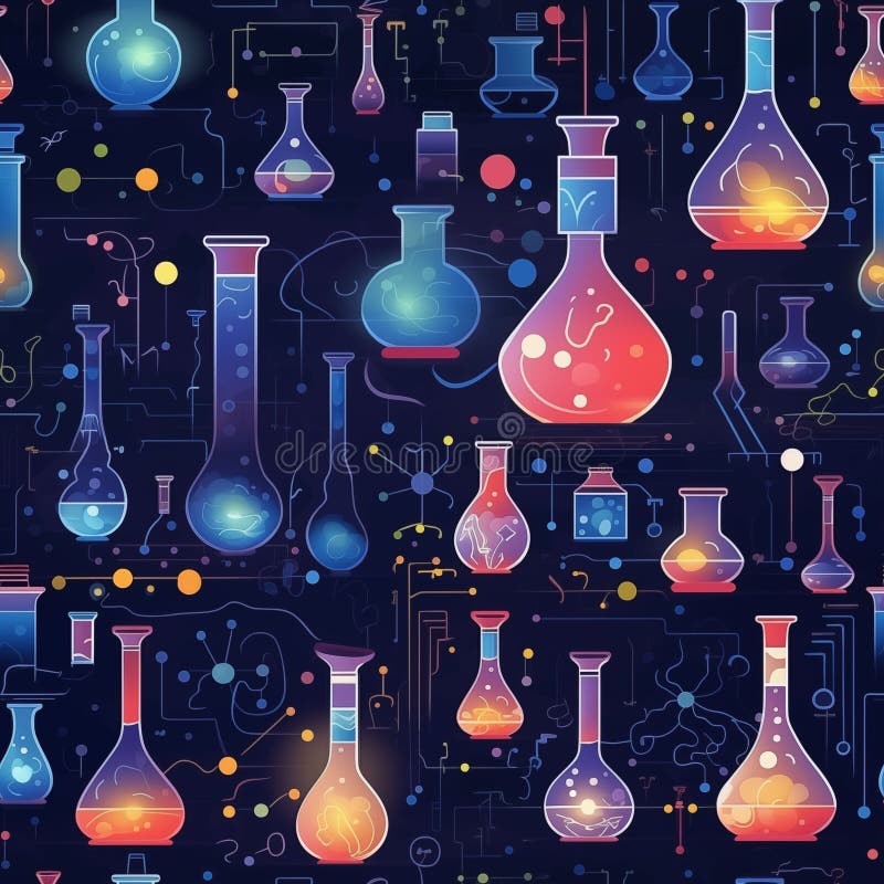 Seamless Pattern. Chemist S Day. Chemical Utensils Stock Illustration ...