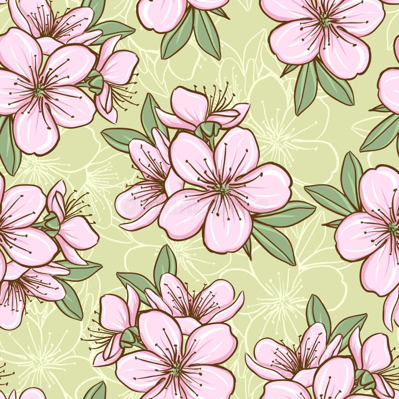 Seamless Pattern with Cherry Blossom Stock Vector - Illustration of ...