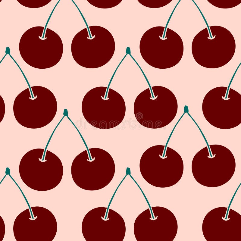 Seamless Pattern with Cherry. Colorful Silhouette on White Backdrop ...