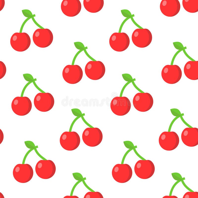 Seamless Pattern with Cherry in Flat Style. Vector Illustration Stock ...