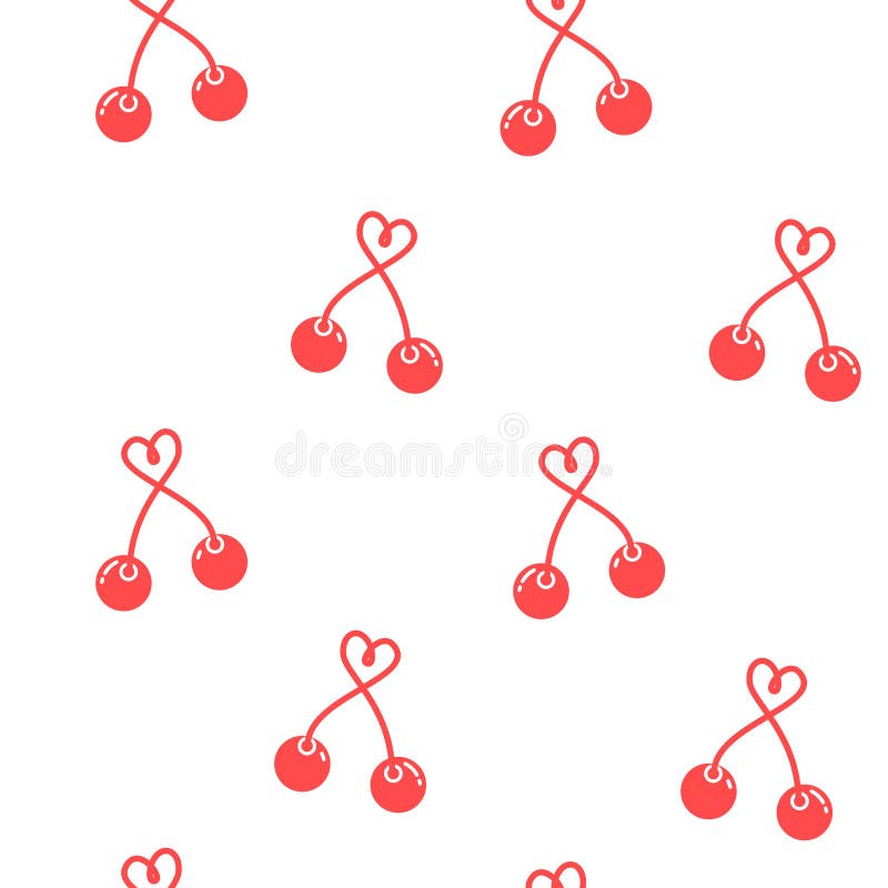 Seamless Pattern with Cherry in Flat Style on White Background. Cover ...