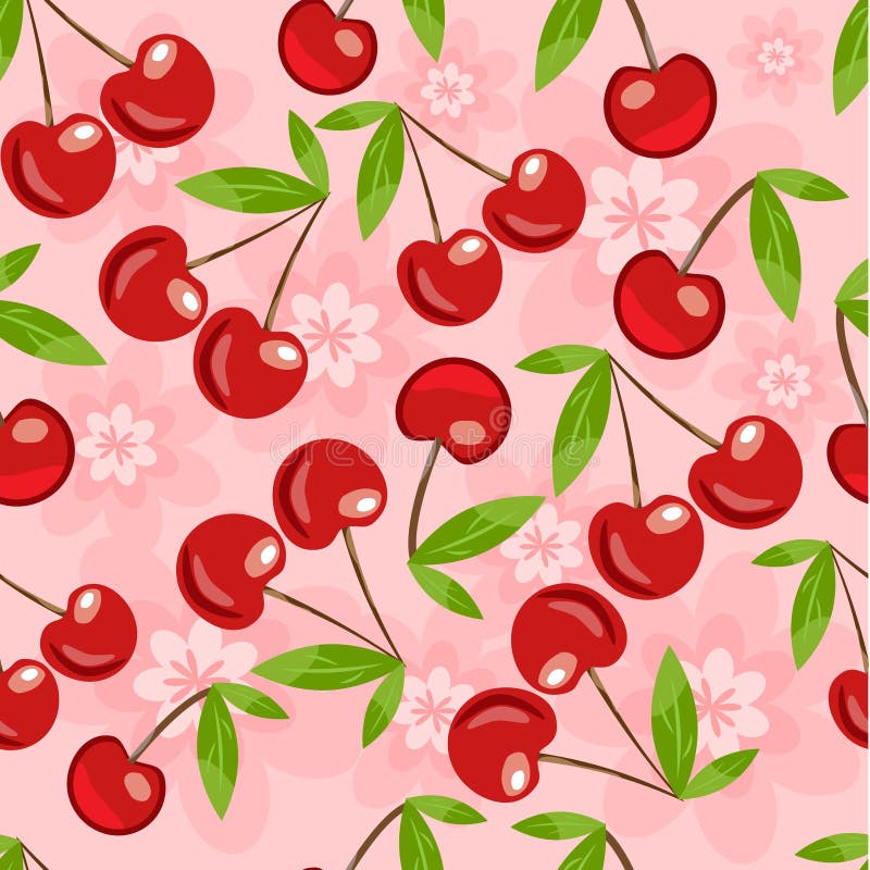 Cherry Seamless Pattern stock vector. Illustration of vector - 32673020