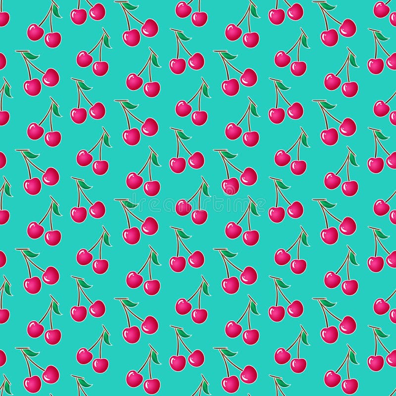 Seamless Pattern with Cherry. Vector Texture Stock Illustration ...