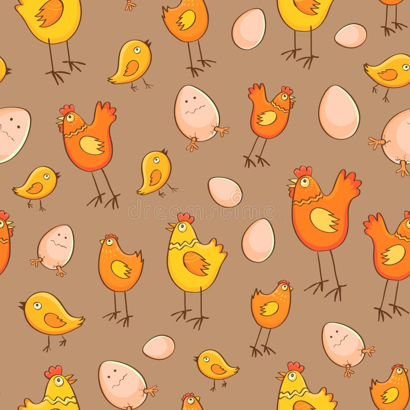 Chickens and Chicks. Seamless Illustration. Sleeping. Cartoon Sketch ...