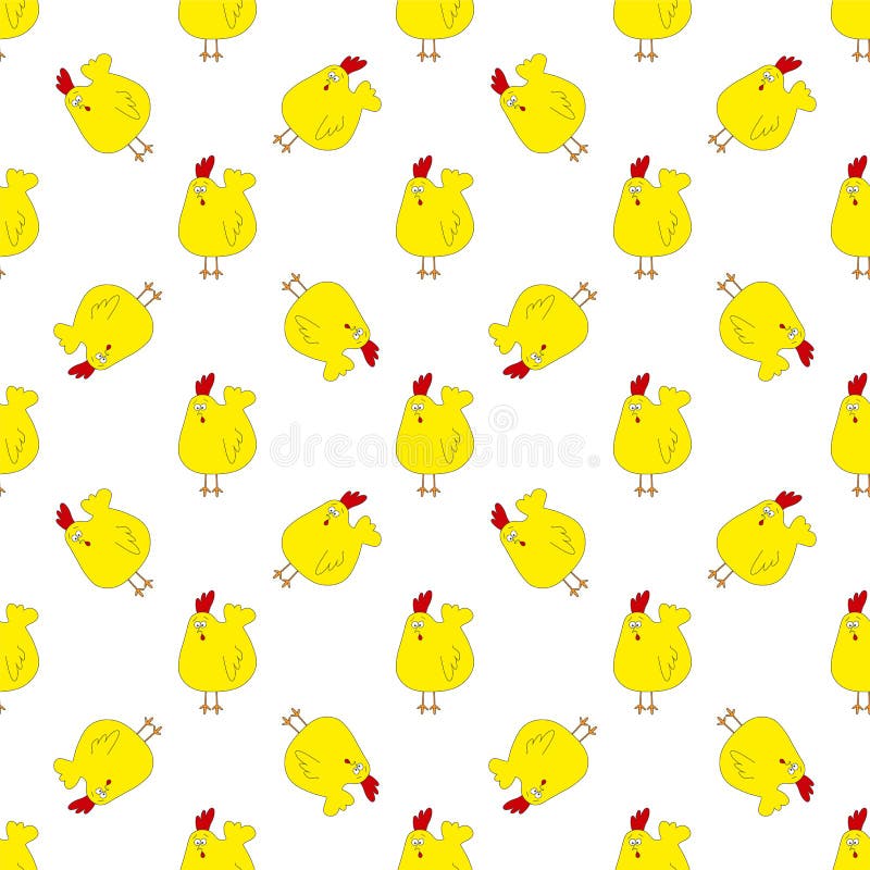 Seamless Pattern with Chickens or Roosters Stock Vector - Illustration ...