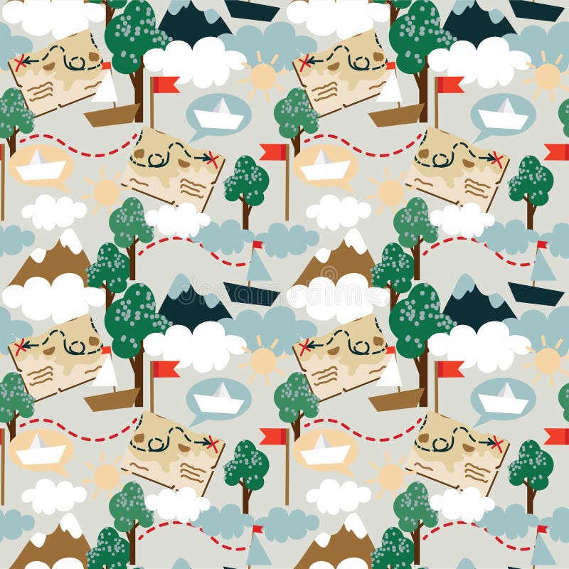 Seamless Pattern for Childish Adventure Stock Vector - Illustration of ...