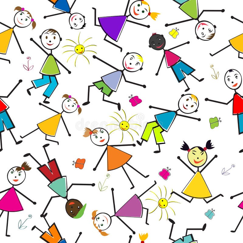 Seamless Pattern with Children Stock Illustration - Illustration of ...