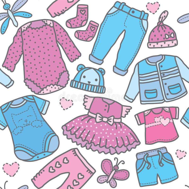Seamless Pattern Children Clothing Stock Vector - Illustration of ...