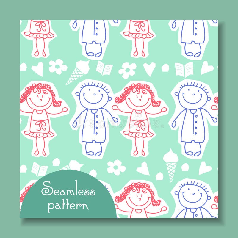 Seamless Pattern with of Children Stock Vector - Illustration of happy ...