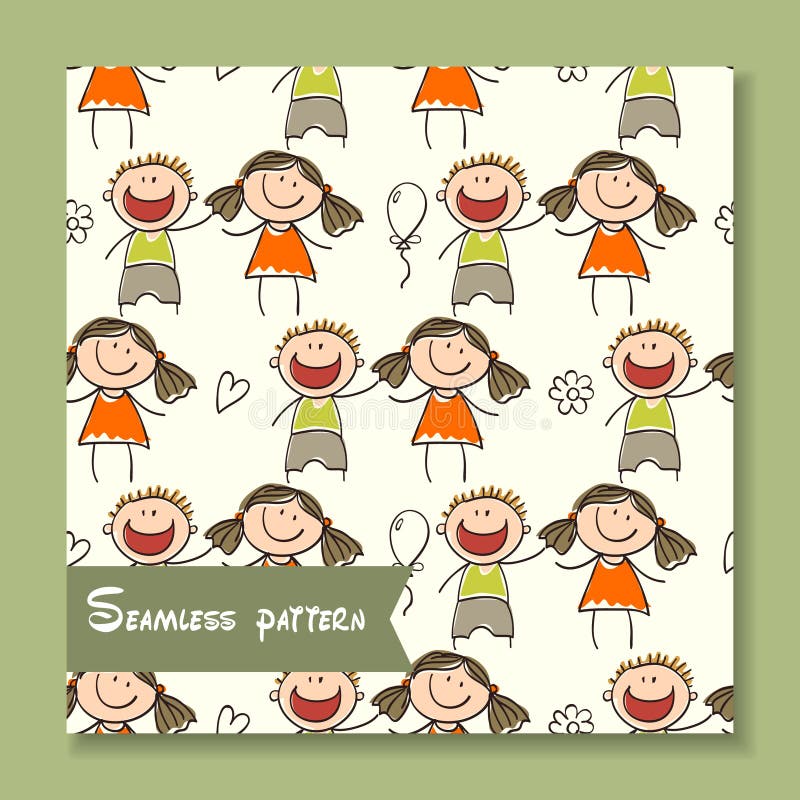 Seamless Pattern with of Children Stock Vector - Illustration of little ...
