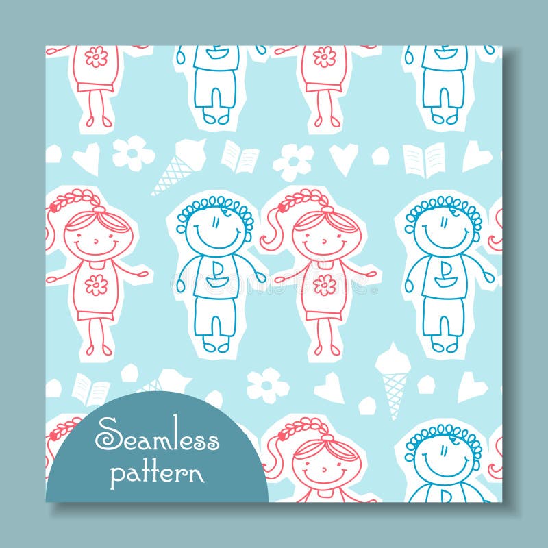 Seamless Pattern with of Children Stock Vector - Illustration of spirit ...