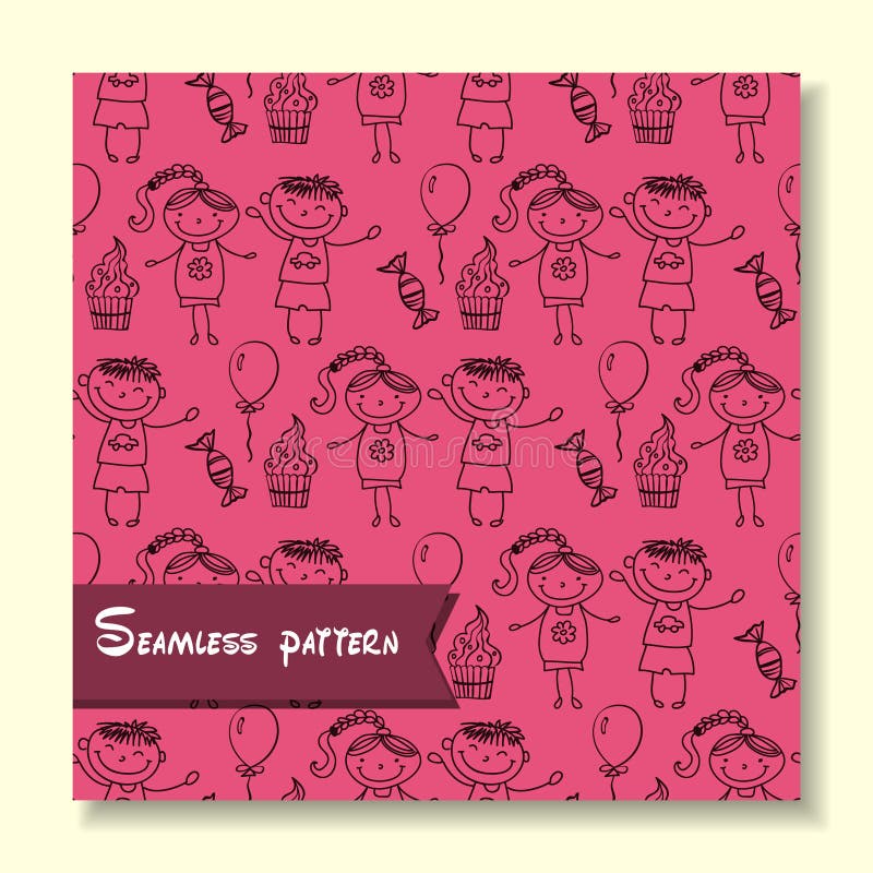 Seamless Pattern with of Children Stock Vector - Illustration of ...