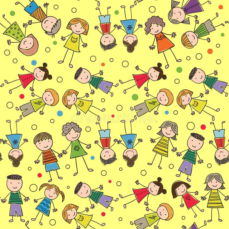 Seamless Pattern with of Children Stock Vector - Illustration of child ...