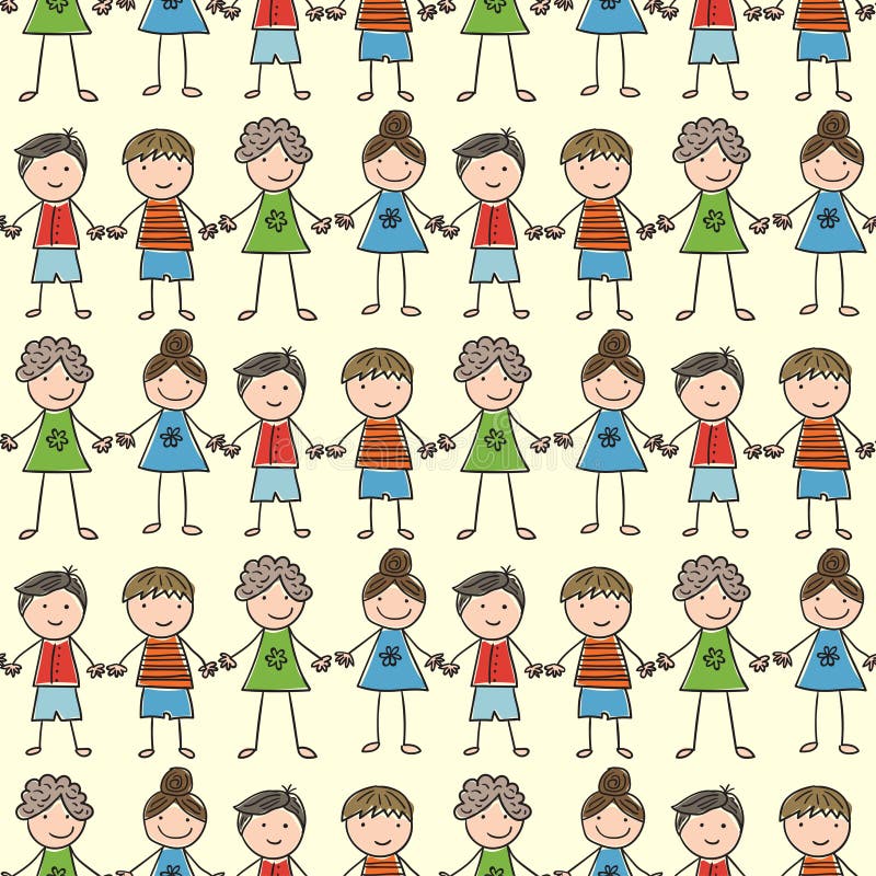 Seamless Pattern with of Children Stock Vector - Illustration of spirit ...