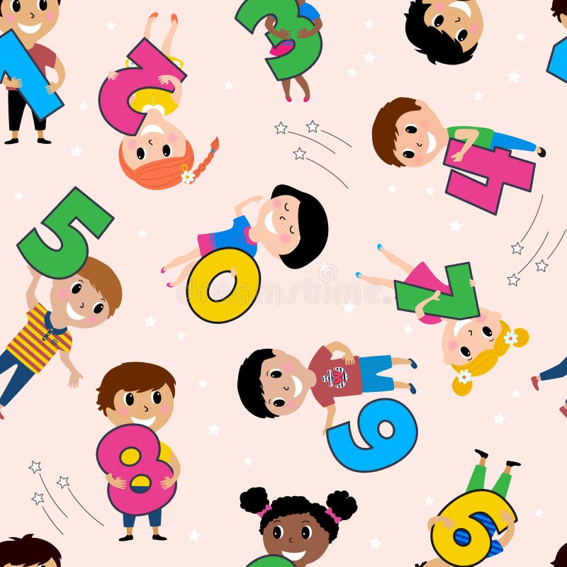 Boy And Girl With 123 Numbers Stock Illustration - Illustration of ...