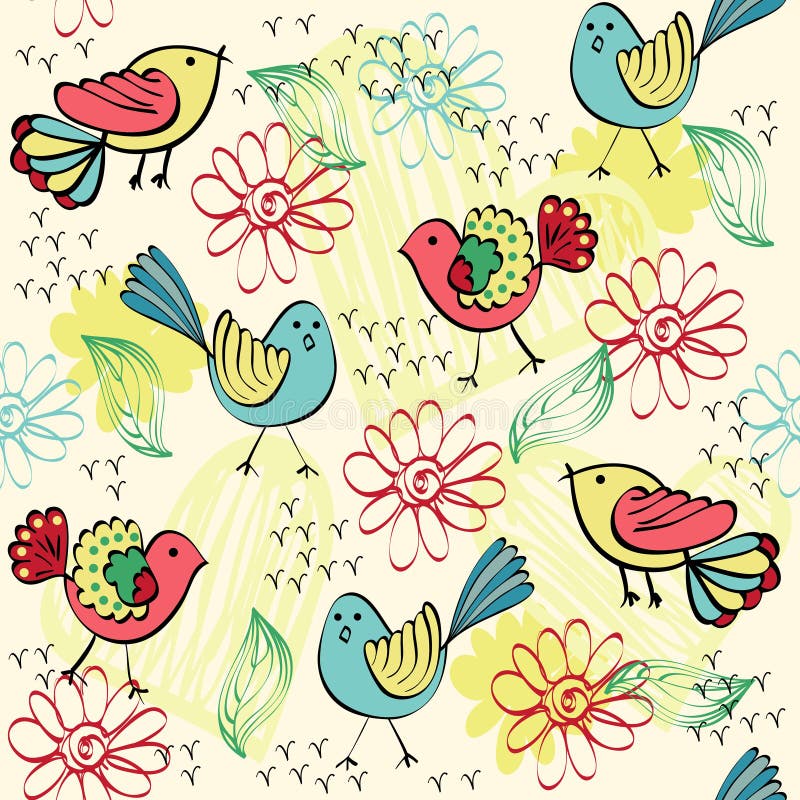 Seamless pattern stock vector. Illustration of bird, silhouette - 35641185
