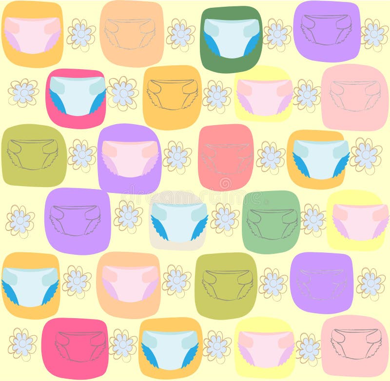 Seamless Pattern with Childrens Diaper, Vector Stock Vector ...