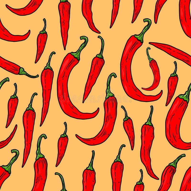 Seamless Pattern with Chili Peppers. Design Element for Poster, Card ...