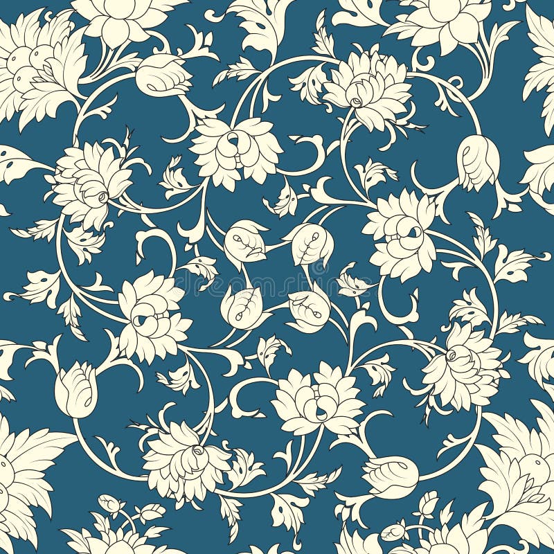 Tropical Embroidery Lush Floral Design in a Seamless Pattern Stock ...