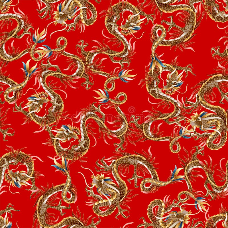 Seamless Chinese Dragon Pattern Stock Illustrations – 1,769 Seamless ...