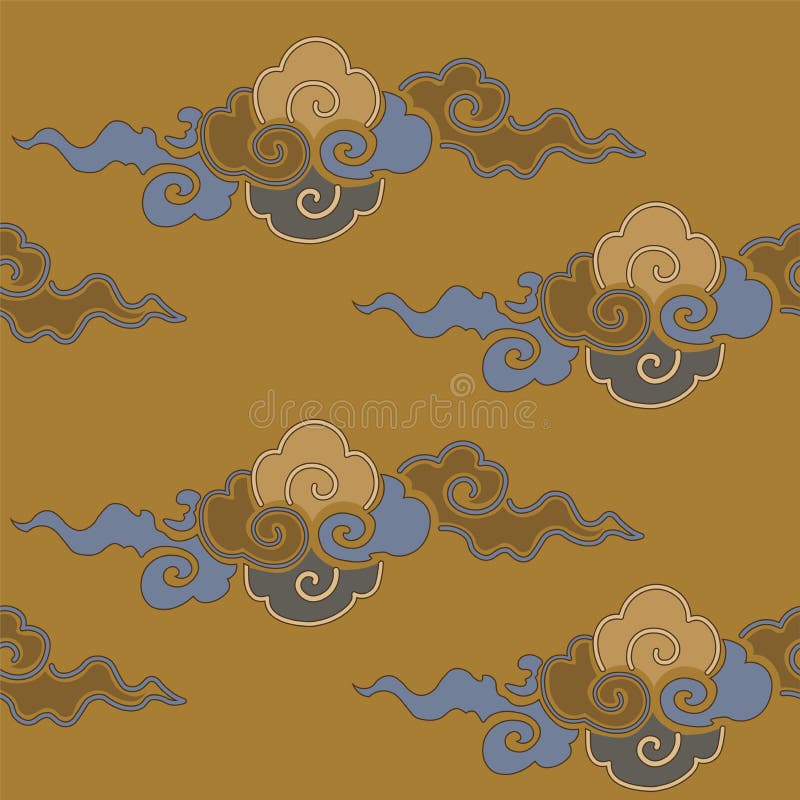 Seamless Pattern Chinese Traditional Textile Print with Clouds Stock ...