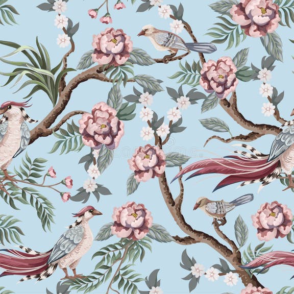 Chinoiserie Wallpaper Pattern Stock Illustrations – 3,596 Chinoiserie ...