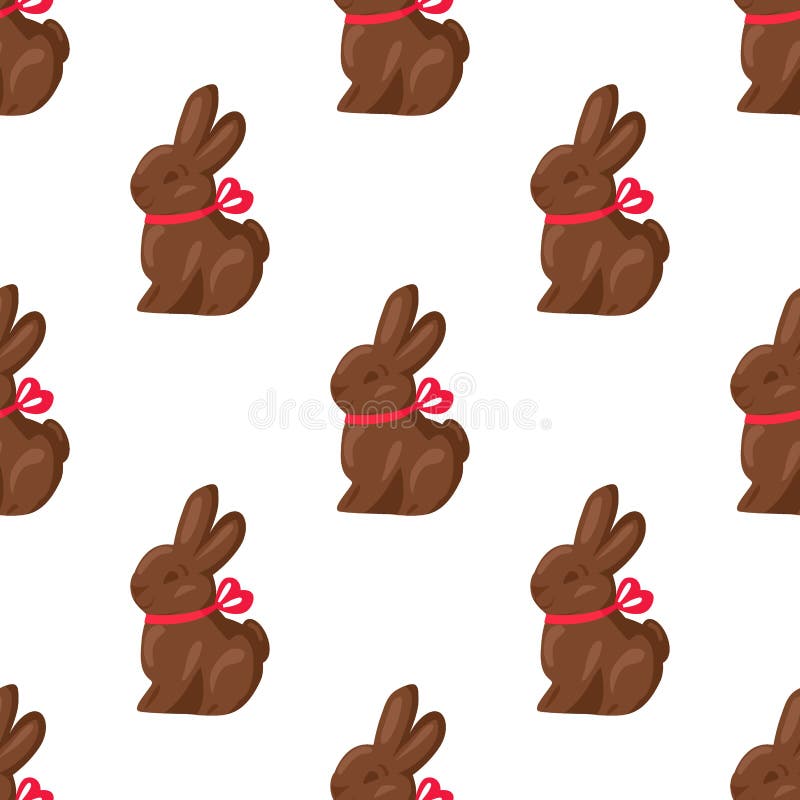 Seamless Pattern Chocolate Bunny with Pink Ribbon Stock Vector ...