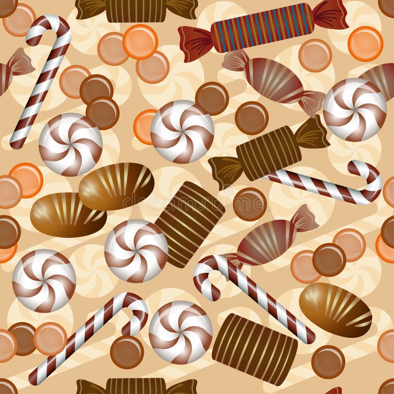 Seamless Pattern with Chocolate Candy Stock Illustration - Illustration ...