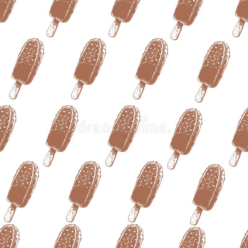 Seamless Pattern with Chocolate Ice Cream Stock Vector - Illustration ...