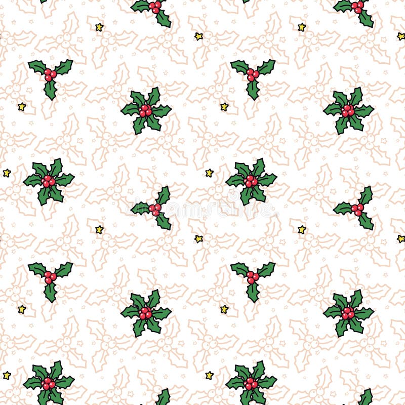 Seamless Pattern with Christmas Botanical Greenery Plants. Endless ...