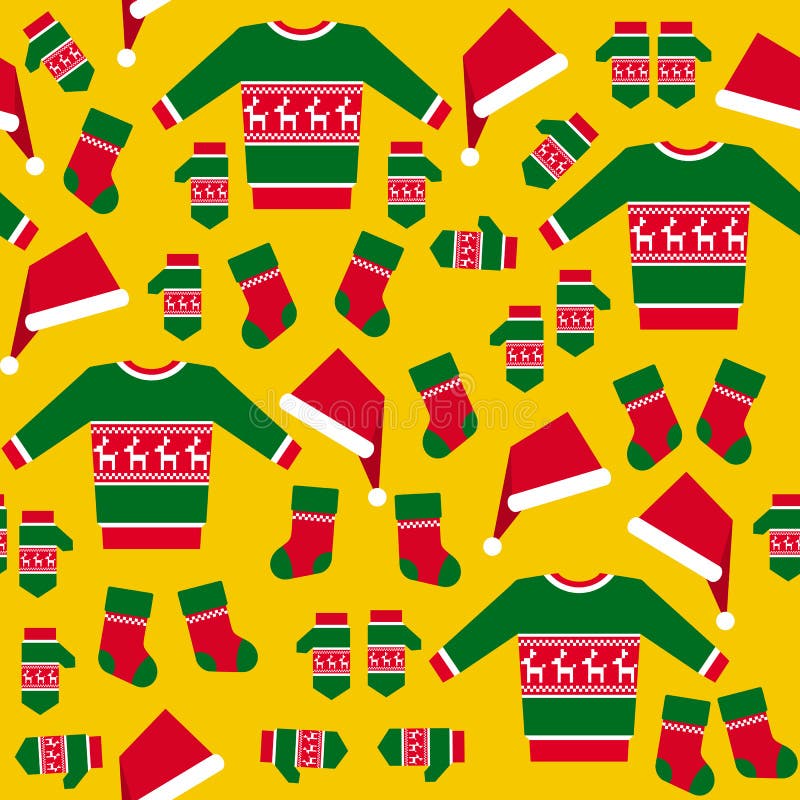 Seamless Pattern with Christmas Clothes Stock Vector - Illustration of ...