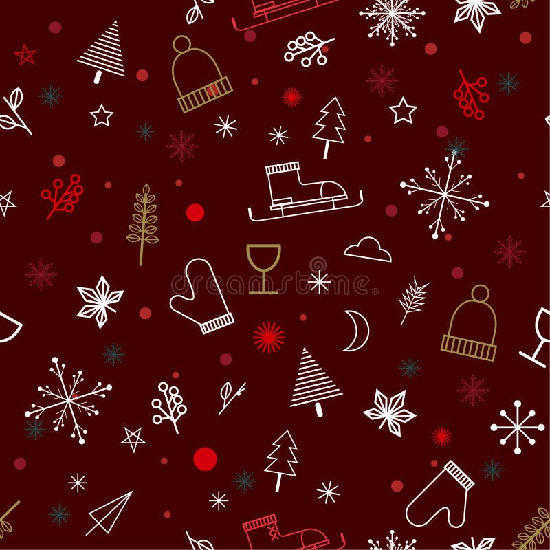 Dark Maroon Color Vector Seamless Pattern Hand Drawn Artwork Iso Stock ...